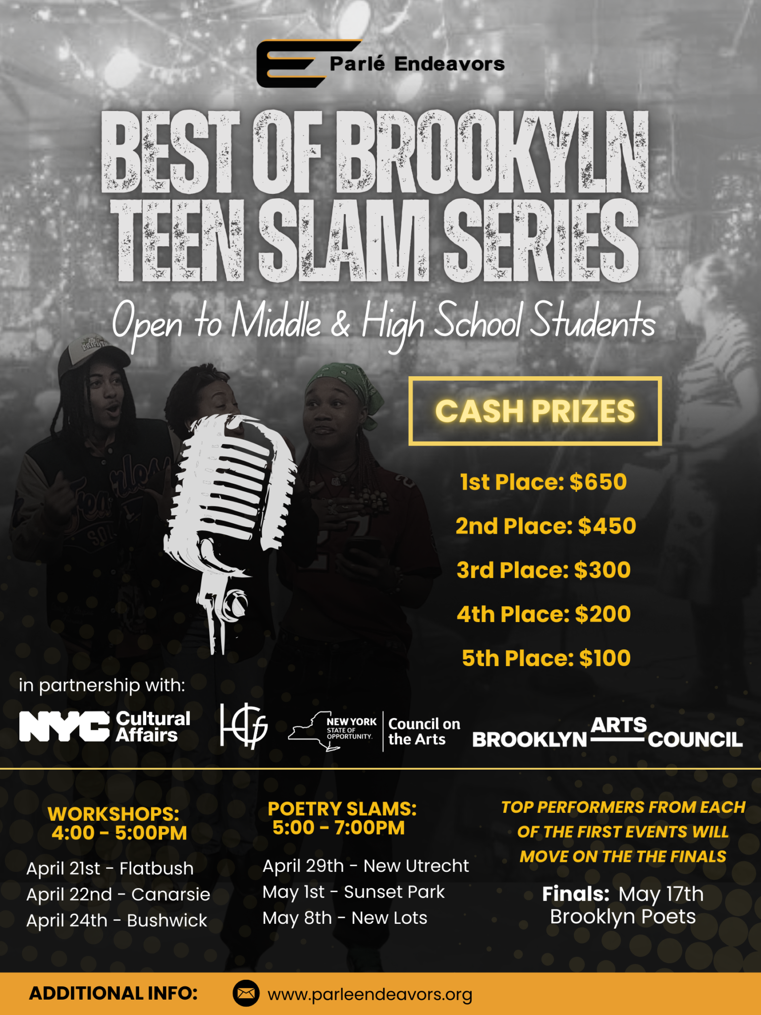 Best of Brooklyn Poetry Slam + Workshop Series | Parle Endeavors, Inc.